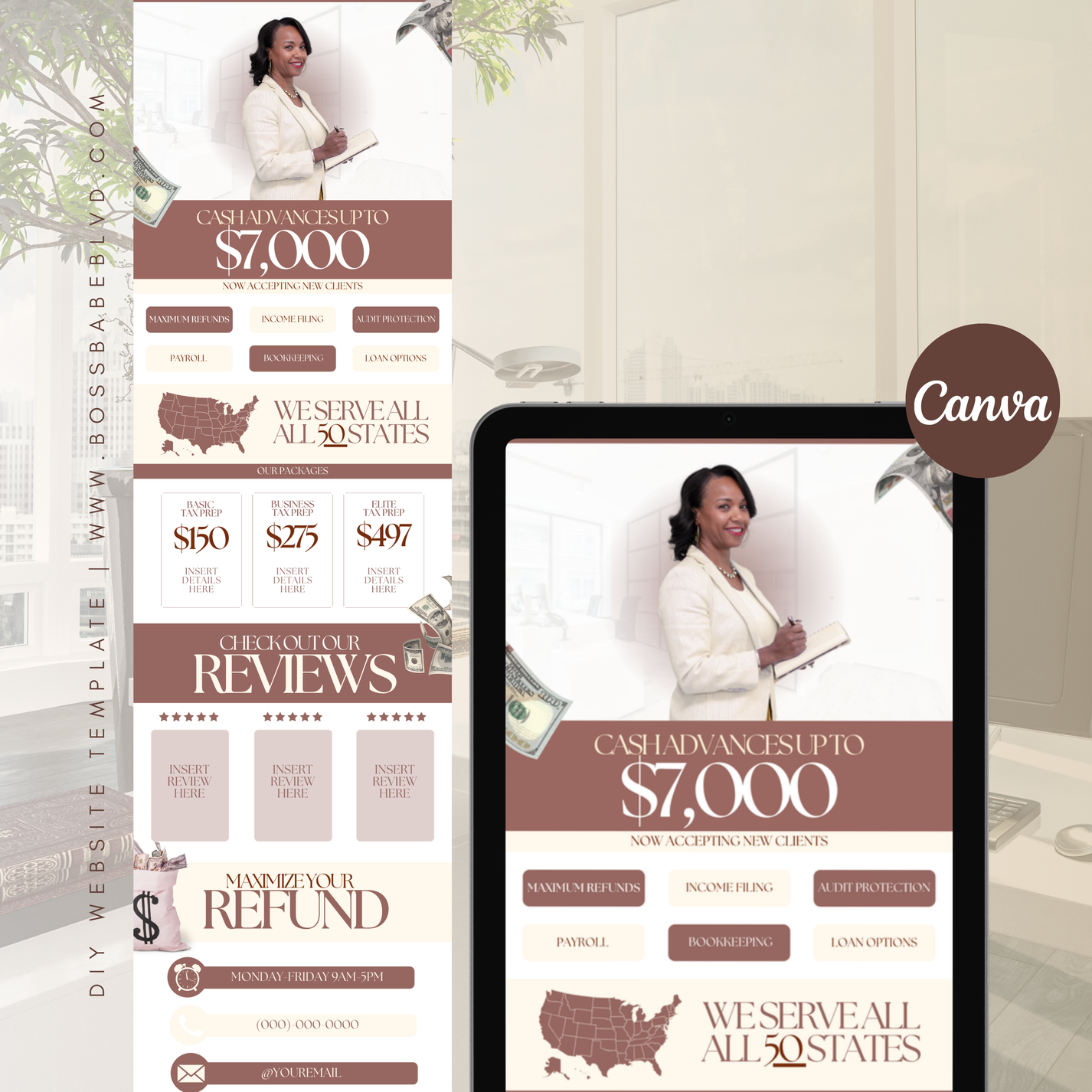 Canva Website Template for Tax Preparers | Modern & Easy to Edit – Boss ...