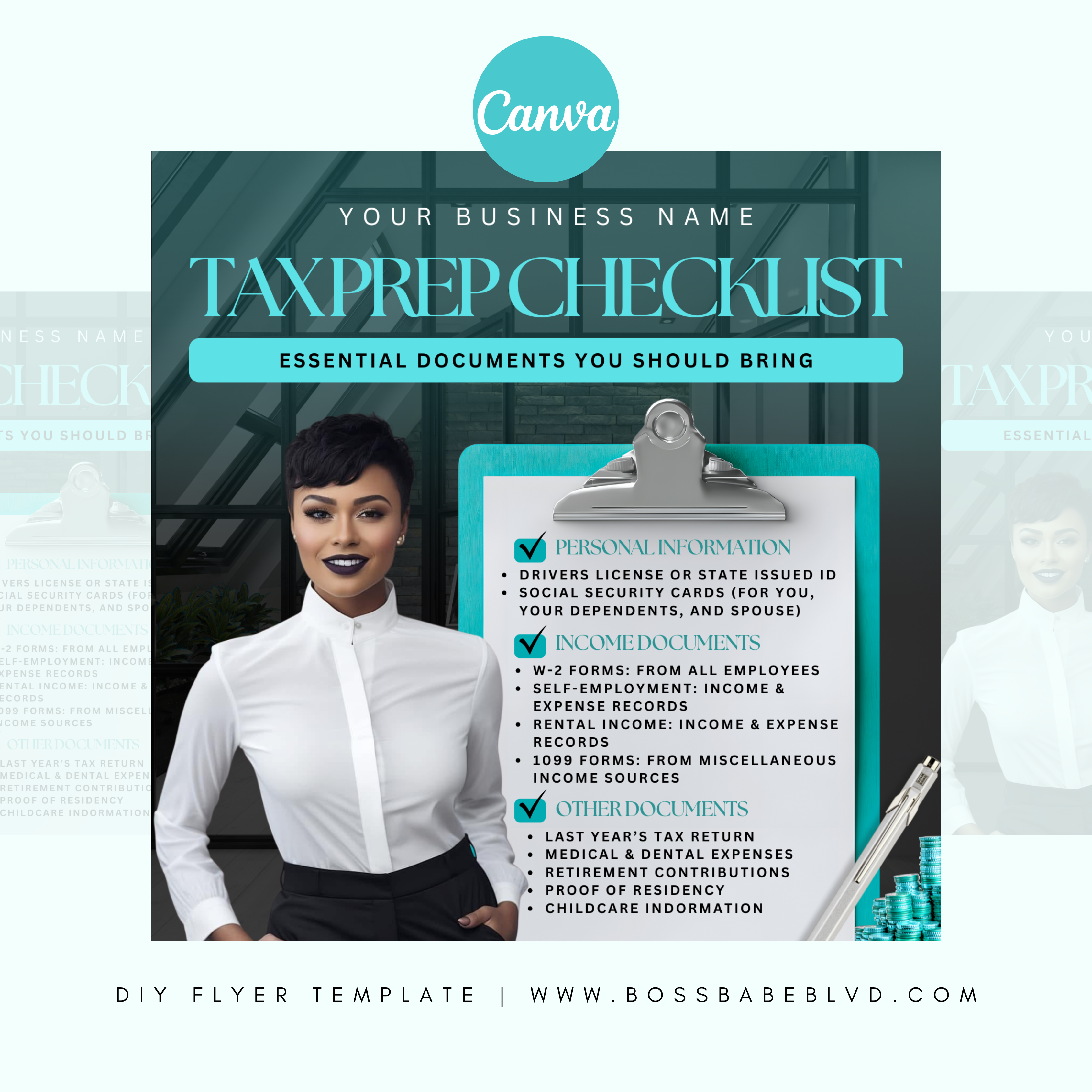 Tax Checklist DIY Flyer Template – Boss Babe Blvd™️